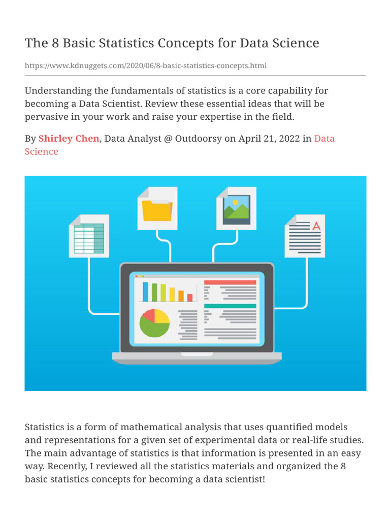 The 8 Basic Statistics Concepts For Data Science - + | PDF | Probability Distribution | Statistics