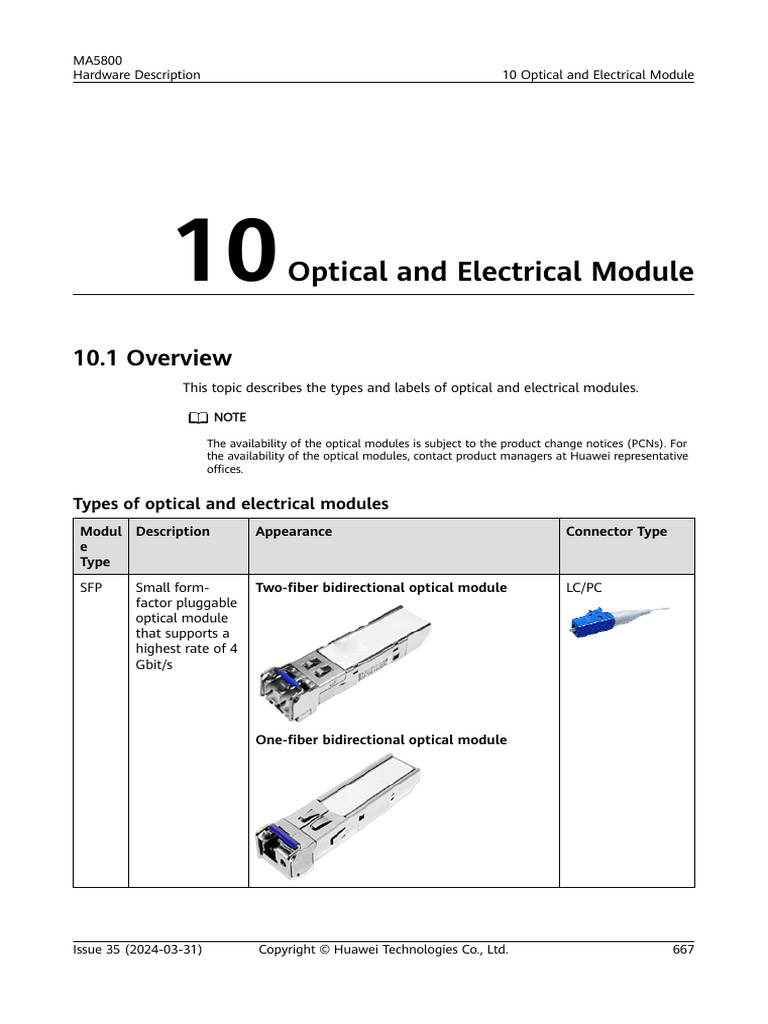 Huawei GPON SFP Module Overview | PDF | Decibel | Optical Fiber