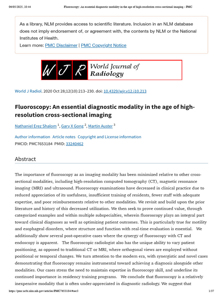 Fluoroscopy - An Essential Diagnostic Modality in The Age of High ...