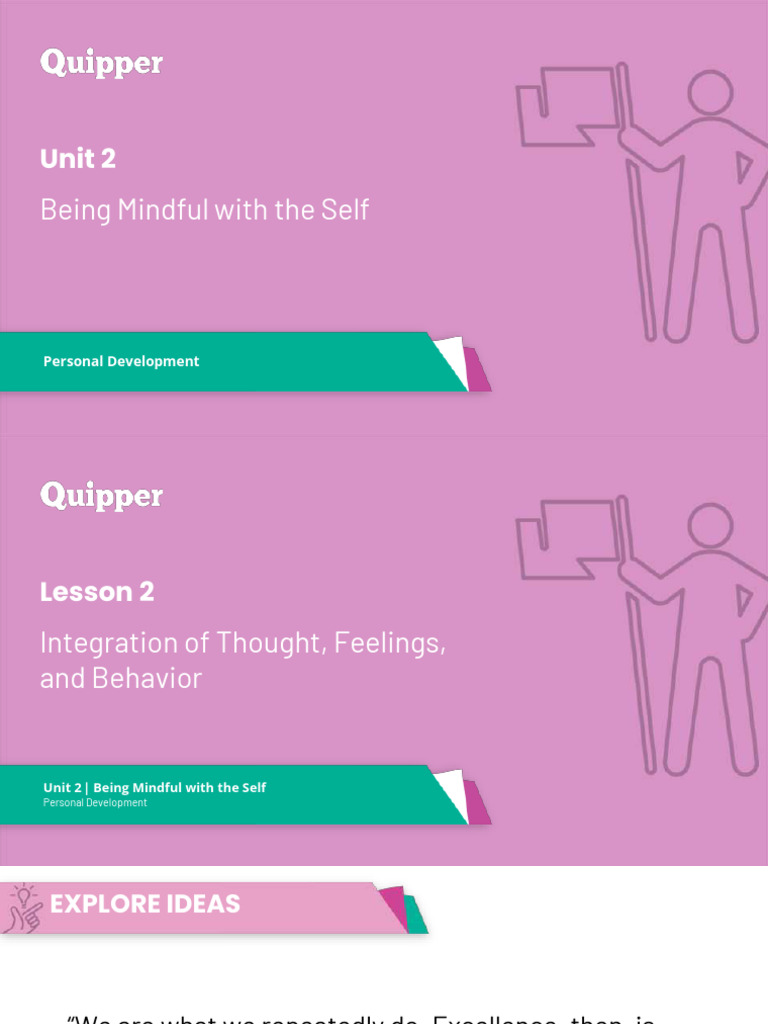 Perdev Week 3 Integration of Thought Feelings and Behavior PS 1 | PDF | Mind | Thought