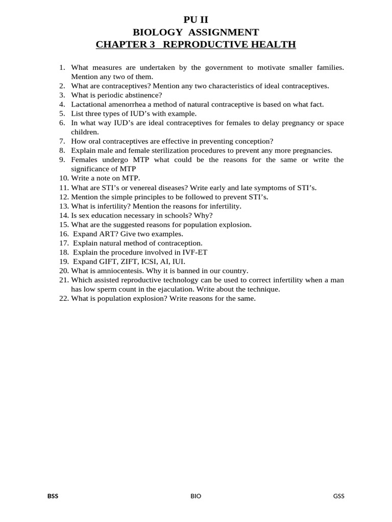 Reproductive Health Assignment | PDF