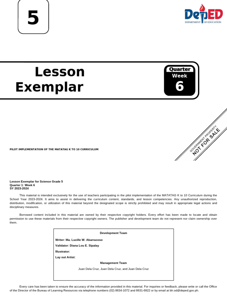 q1 Le Science 5 Week 6 (Final) | PDF | Science | Learning