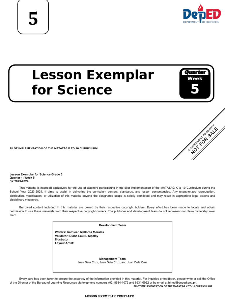 Science 5 Q1 Week 5 Lesson Plan | PDF | Liquids | Melting Point