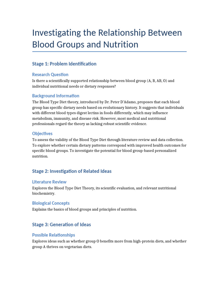 Blood Group Nutrition Project | PDF | Statistics | Diet (Nutrition)