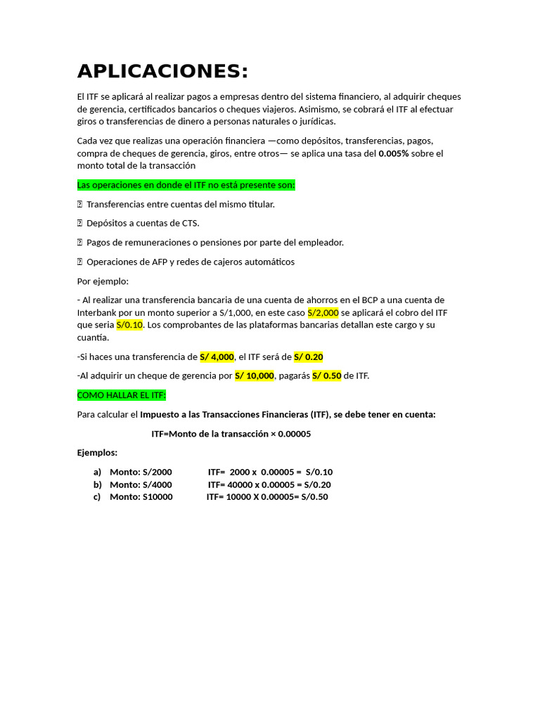 Aplicaciones Del Itf | PDF