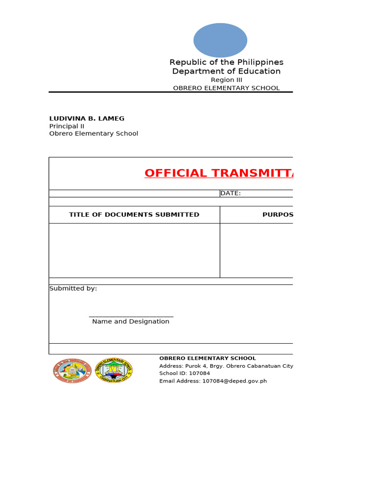 School Transmittal | PDF
