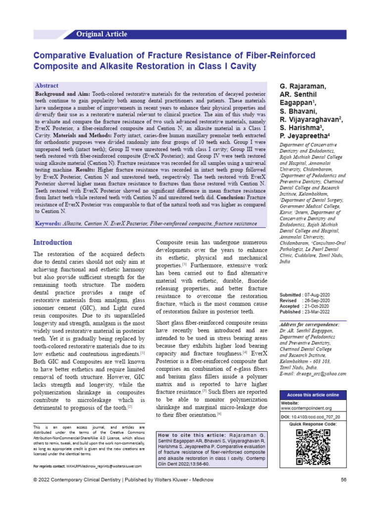 EverX Posterior vs Cention N Fracture Resistance | PDF | Dental ...
