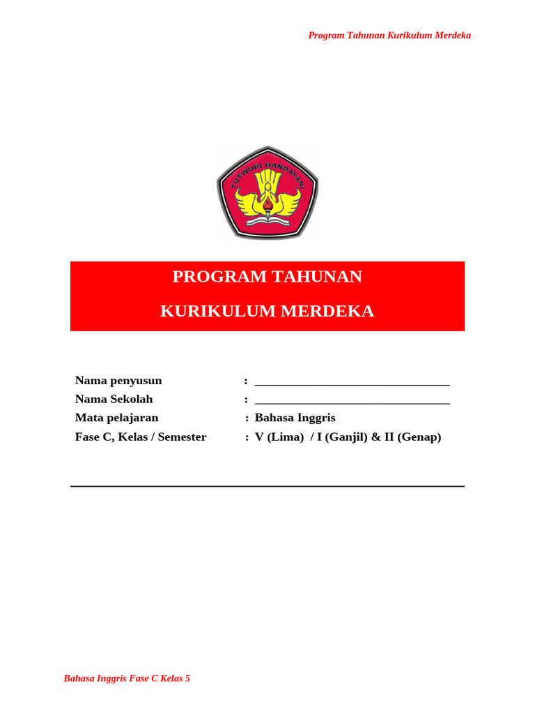 Contoh Prota Kurikulum Merdeka Kelas 5 | PDF