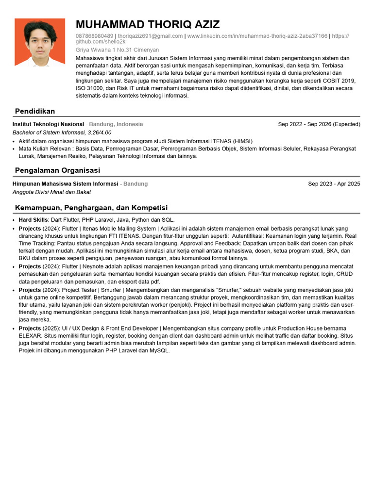 Muhammad Thoriq Aziz-Resume | PDF