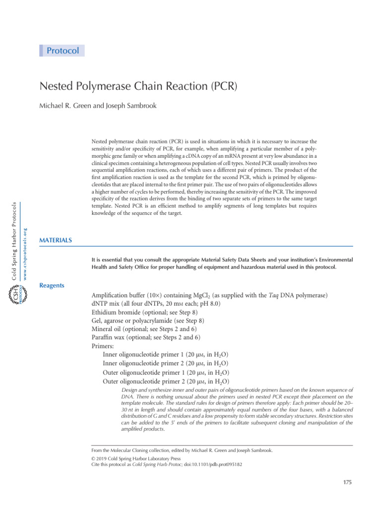 Nested PCR | PDF | Polymerase Chain Reaction | Primer (Molecular Biology)