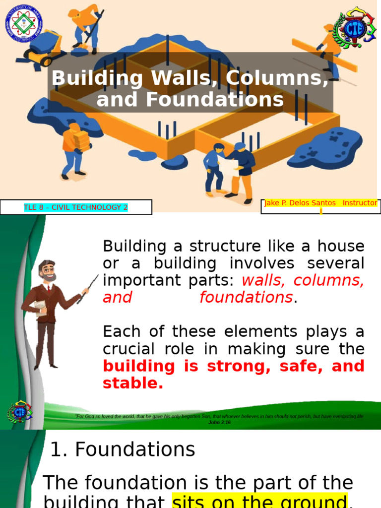 Building Walls Columns and Foundation | PDF | Wall | Foundation ...