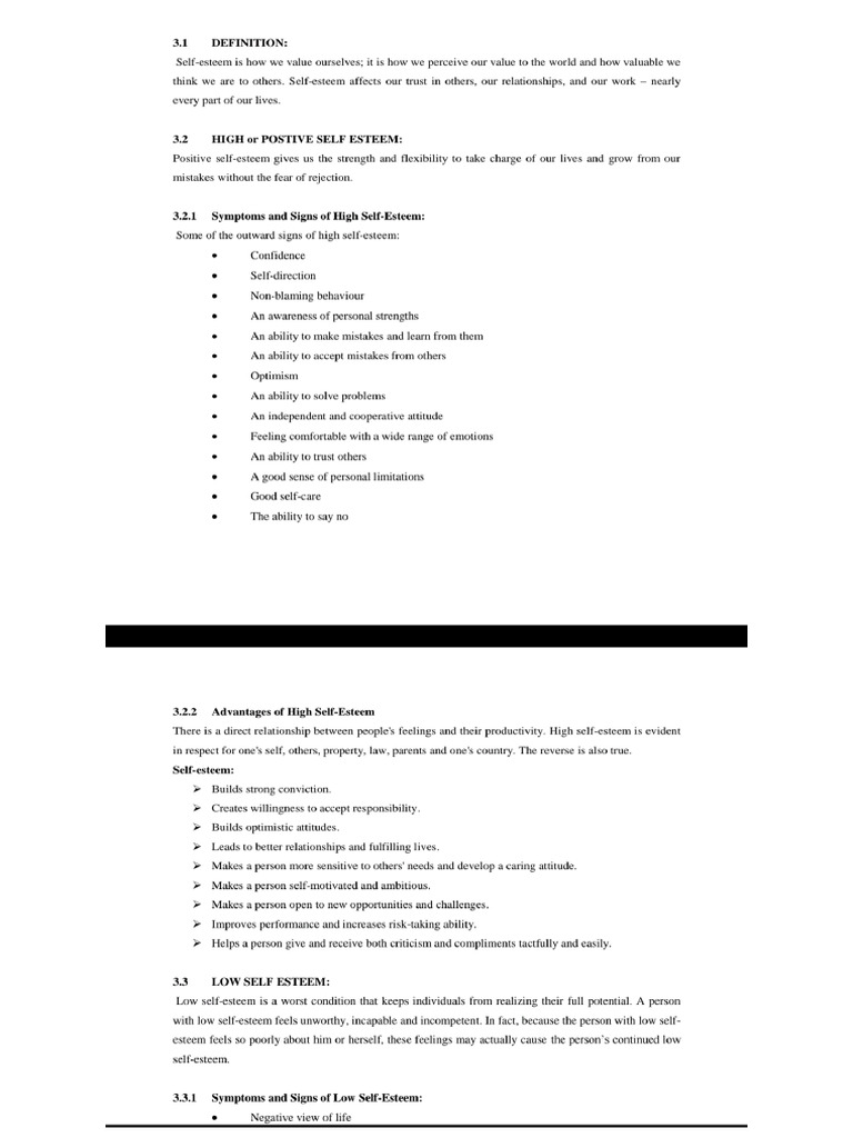 Unit LLL Self-Esteem | PDF