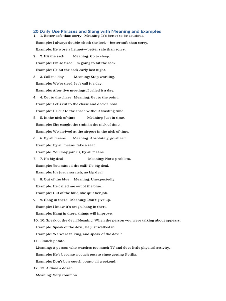 20 Phrases Slang With Examples 22.06.2025 | PDF | Chess | Chess Theory