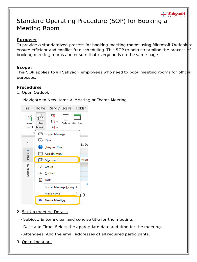 Meeting Room Booking SOP | PDF