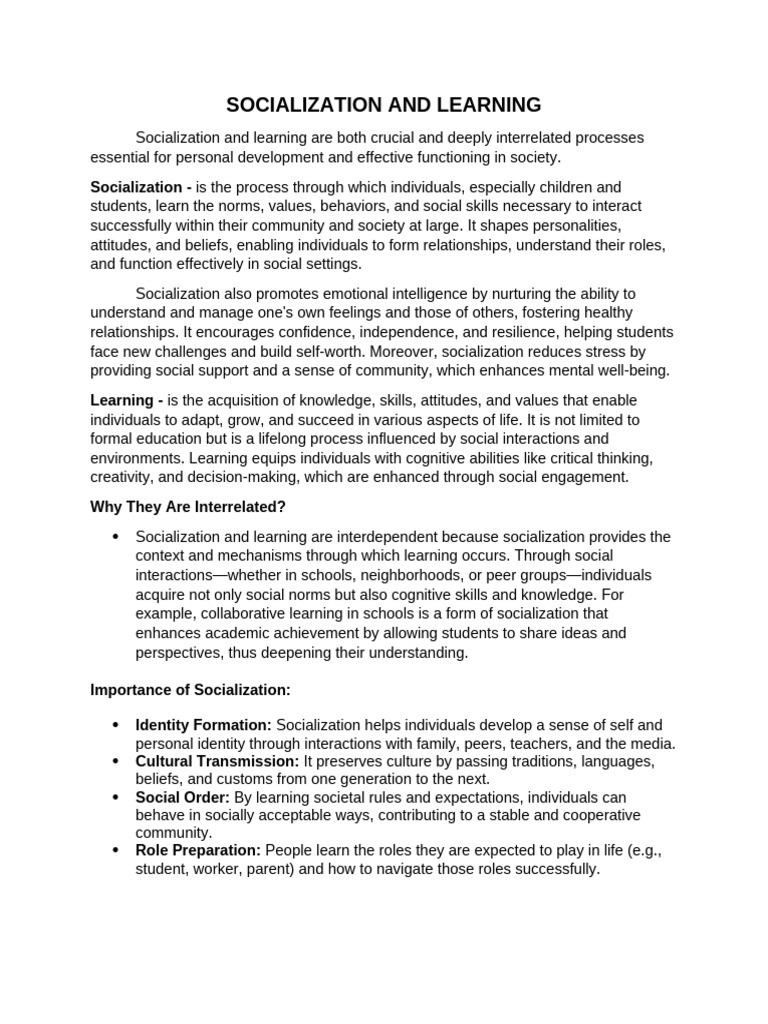 14 Socialization and Learning | PDF | Socialization | Learning