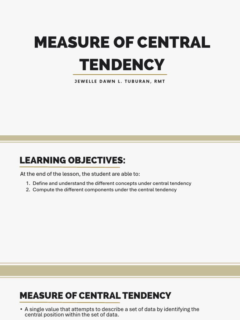 Central Tendency | PDF | Mean | Mode (Statistics)