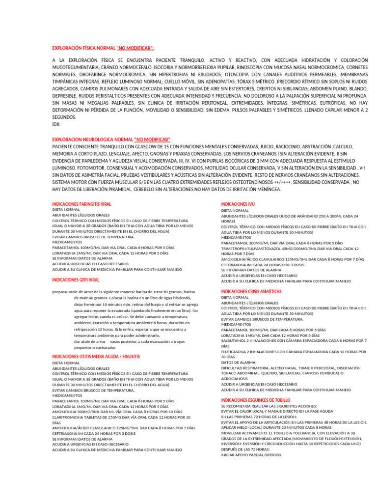 Exploración Física Normal Pedia Mo | PDF | Agua | Medicamentos con receta