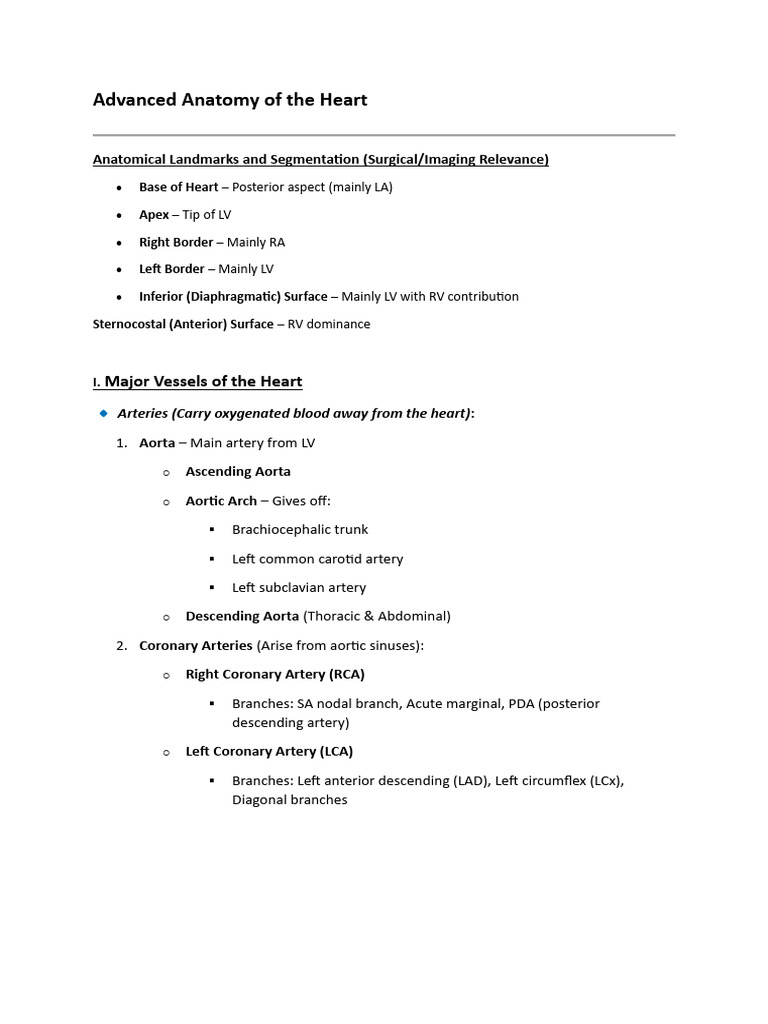 Heart Surface Anatomy and Clinical Insights | PDF | Heart Valve ...