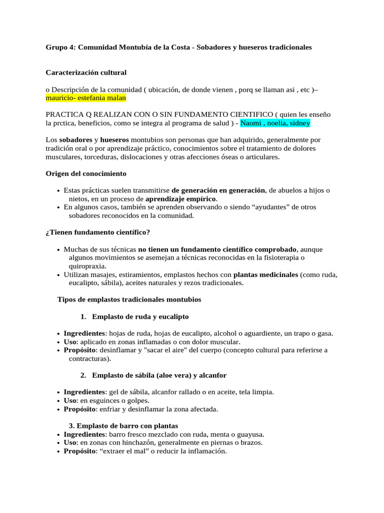 Sobadores Montubios: Prácticas y Emplastos Tradicionales | PDF