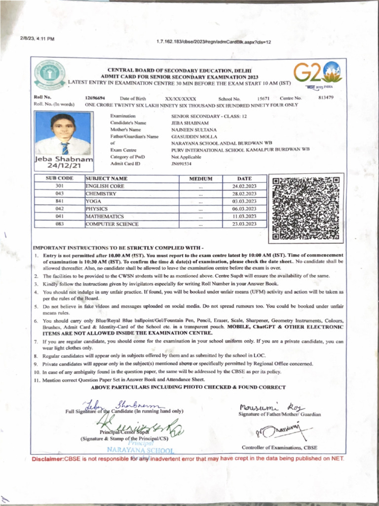 Admit Card | PDF