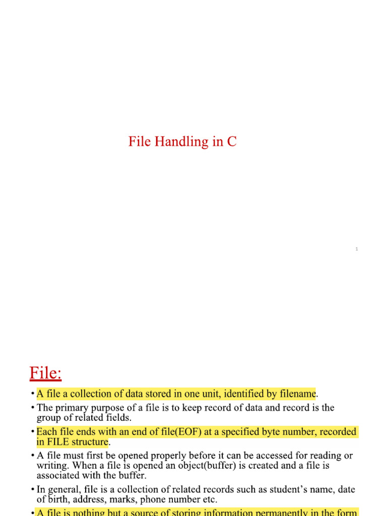 Class 12 File Handling Day 1 | PDF
