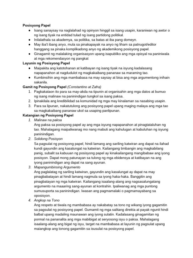 Posisyong Papel | PDF