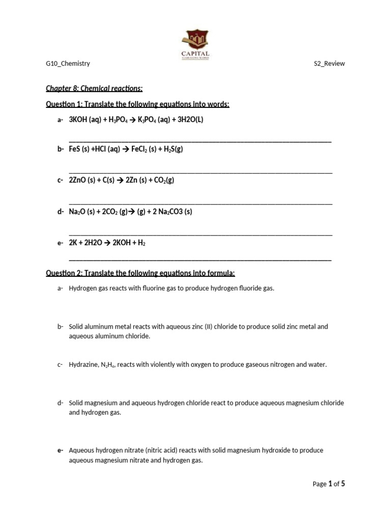 G10 Chem Revision Sheet - Midterm | PDF | Oxide | Chemistry