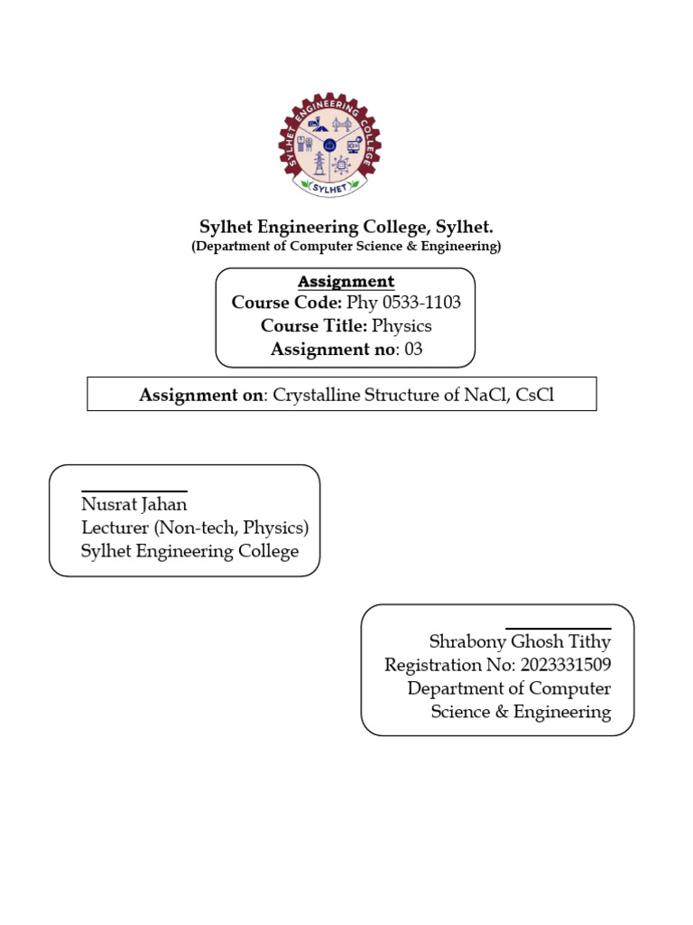 Crystalline Structure of NaCl, CSCL | PDF | Crystal Structure | Ion