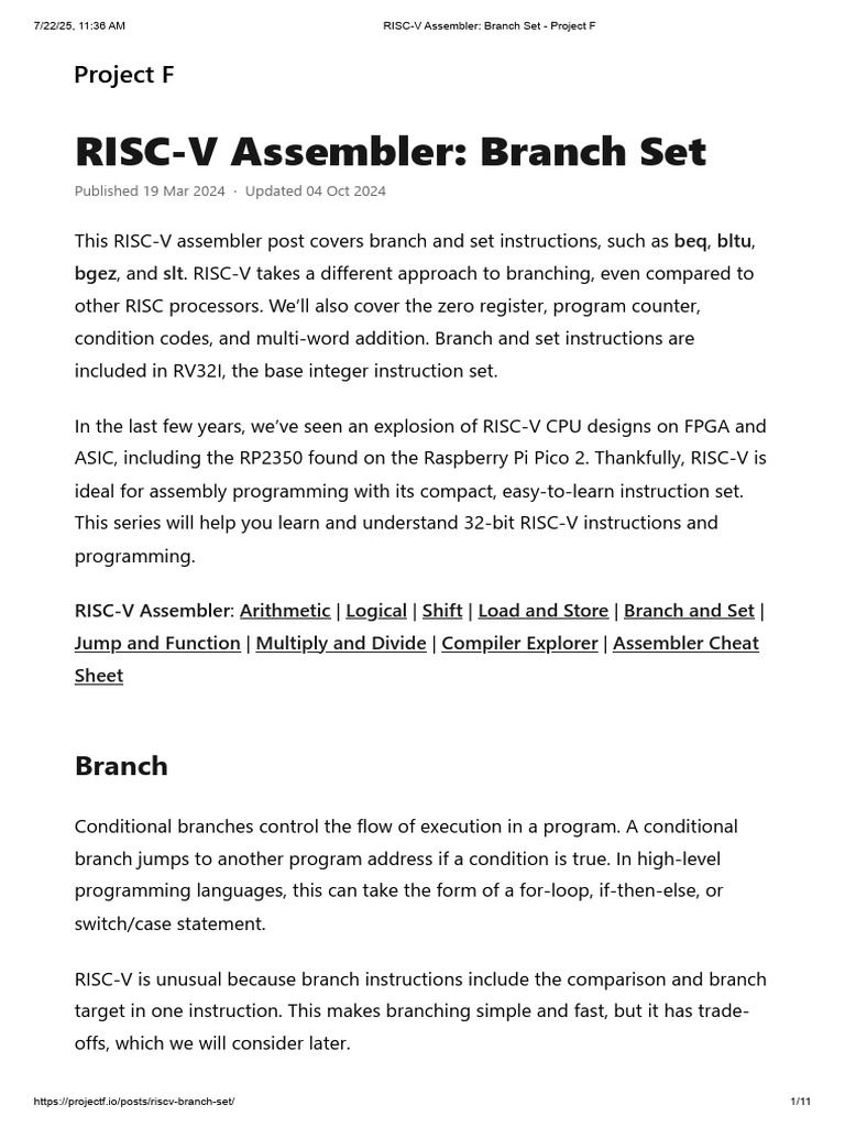 RISC-V Assembler - Branch Set - Project F | PDF | Assembly Language ...