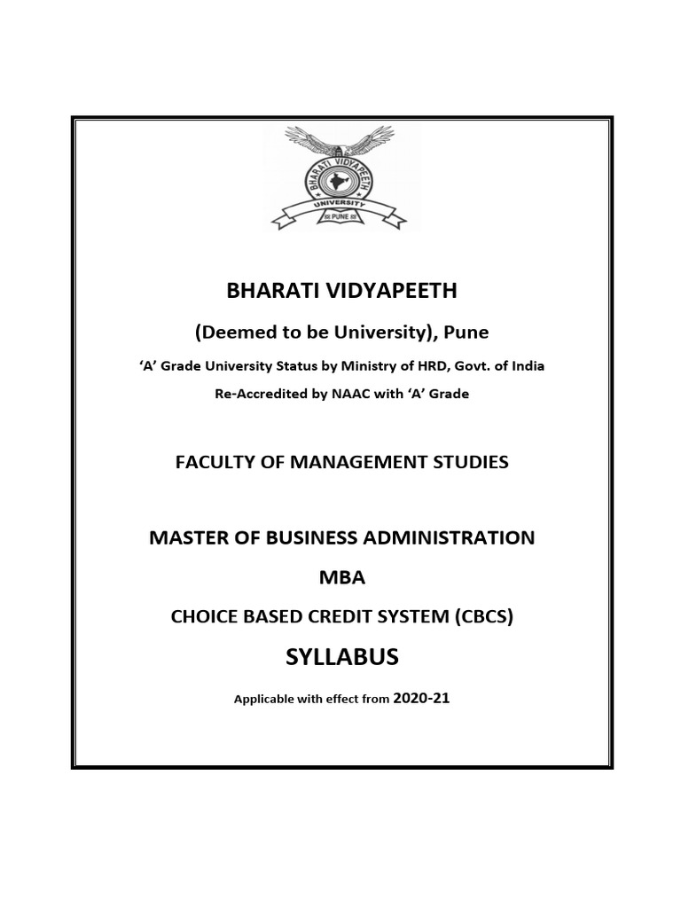 MBA CBCS 2020 Sem I and Sem II ZERO - Draft Syllabus | PDF | Master Of ...