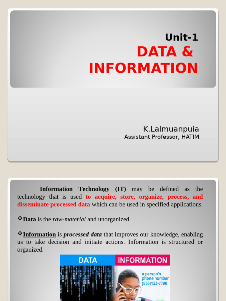 1 Data & Information (Updated) | PDF | Computer Data Storage | Input/Output