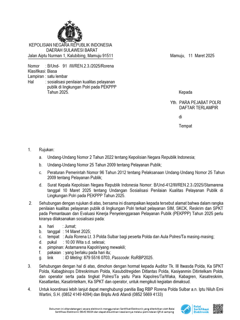 Und Sosialisasi Penilaian Kualitas Pelayanan | PDF