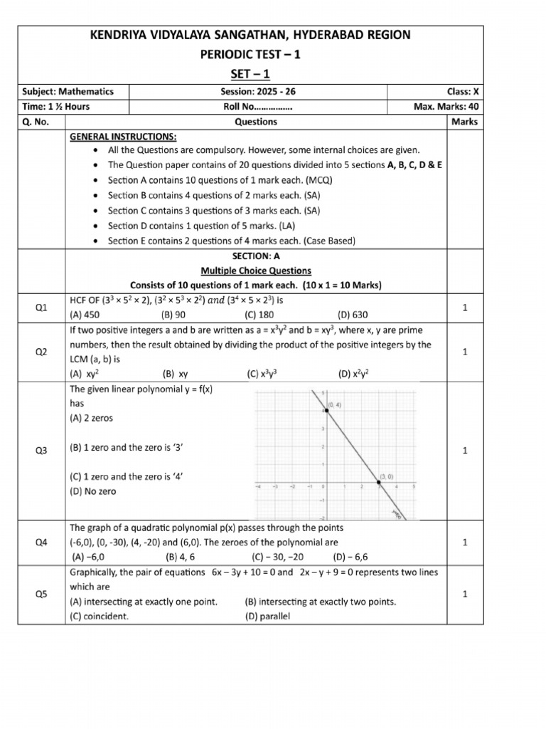 Pt1 Question Paper 10th | PDF