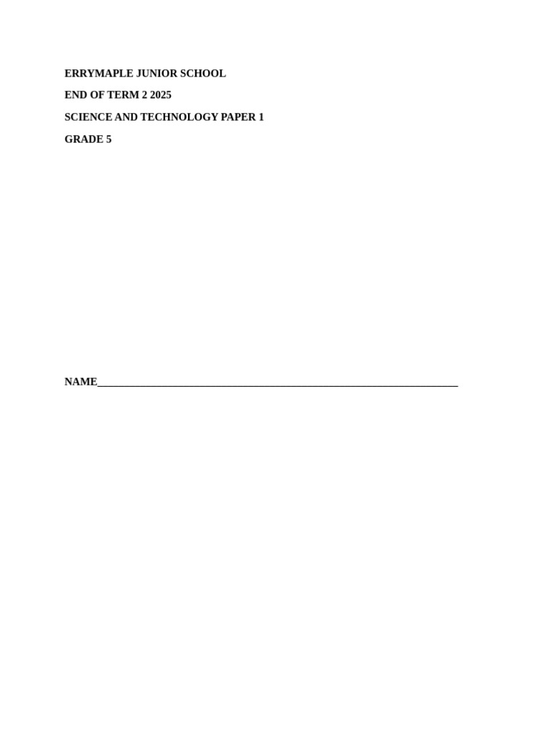 Grade 5 Science & Technology Exam Paper | PDF | Flowers | Pollination