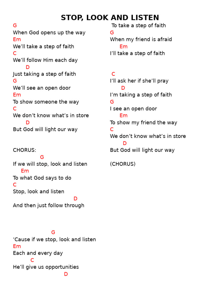 Stop, Look and Listen Lyrics | PDF