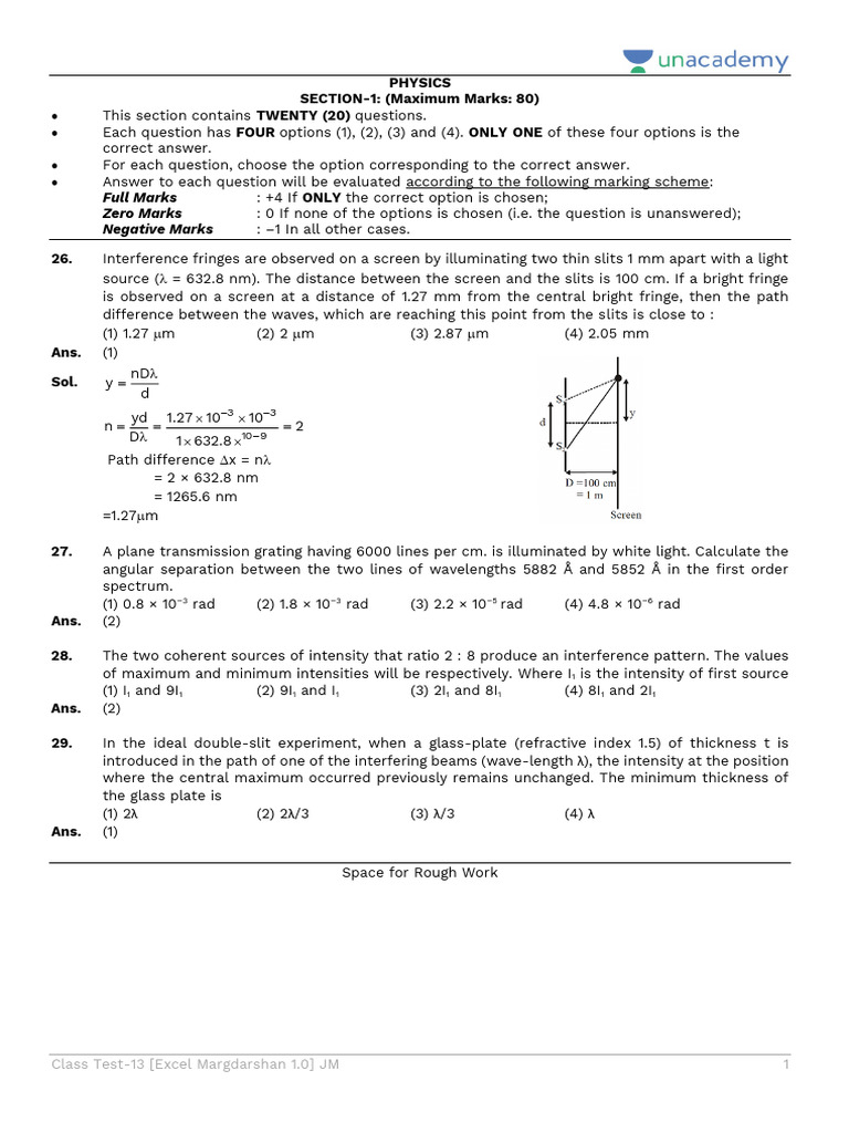 Physics - Excel Marg. 1.0 - CT | PDF | Light | Wavelength
