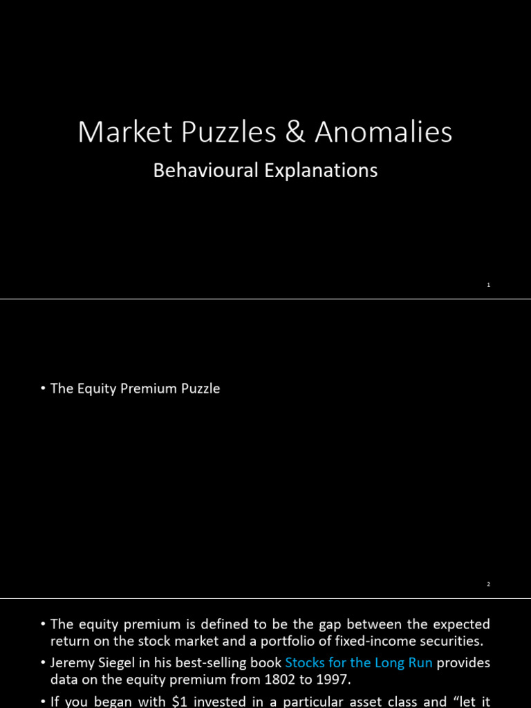Behavioural Explanation Od Puzzles and Anomalies | PDF | Economic ...