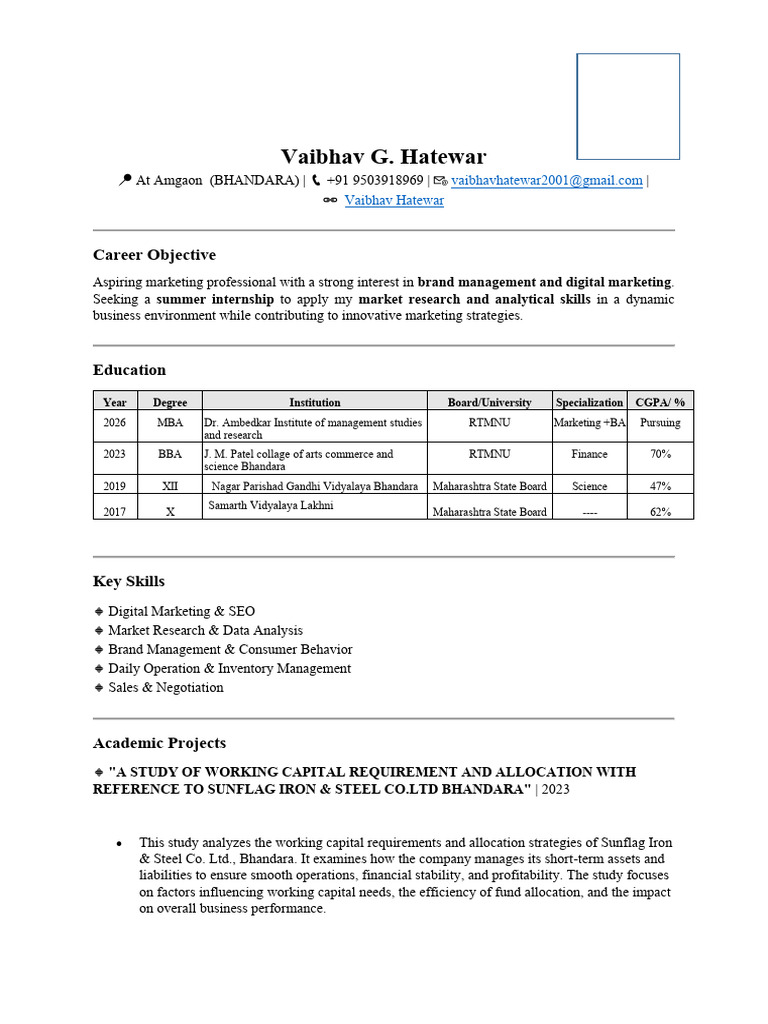 Vaibhav Resume | PDF