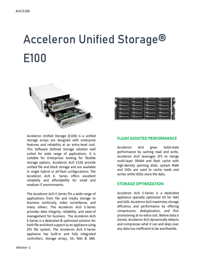 Storage AL AUS E100 Datasheet V1.1 | PDF | Computer Data Storage | Solid State Drive