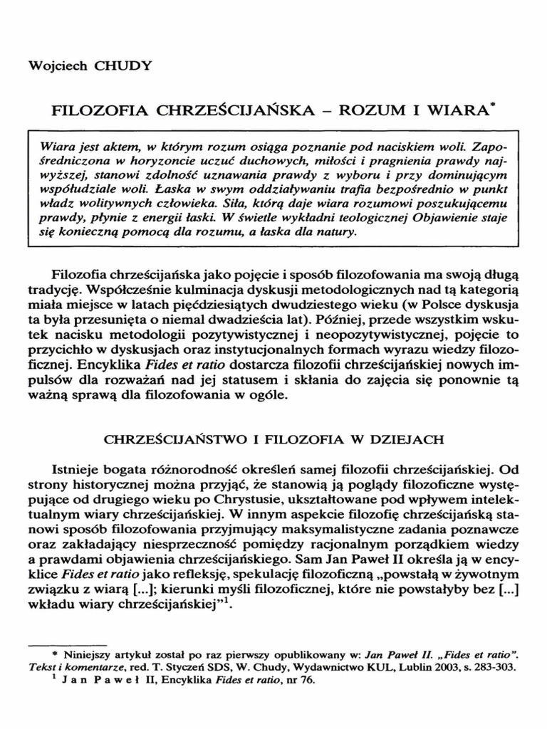 Wojciech Chudy - Fides Et Ratio | PDF