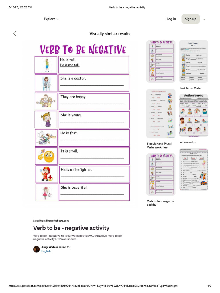 Verb To Be - Negative Activity | PDF | Verb | English Language