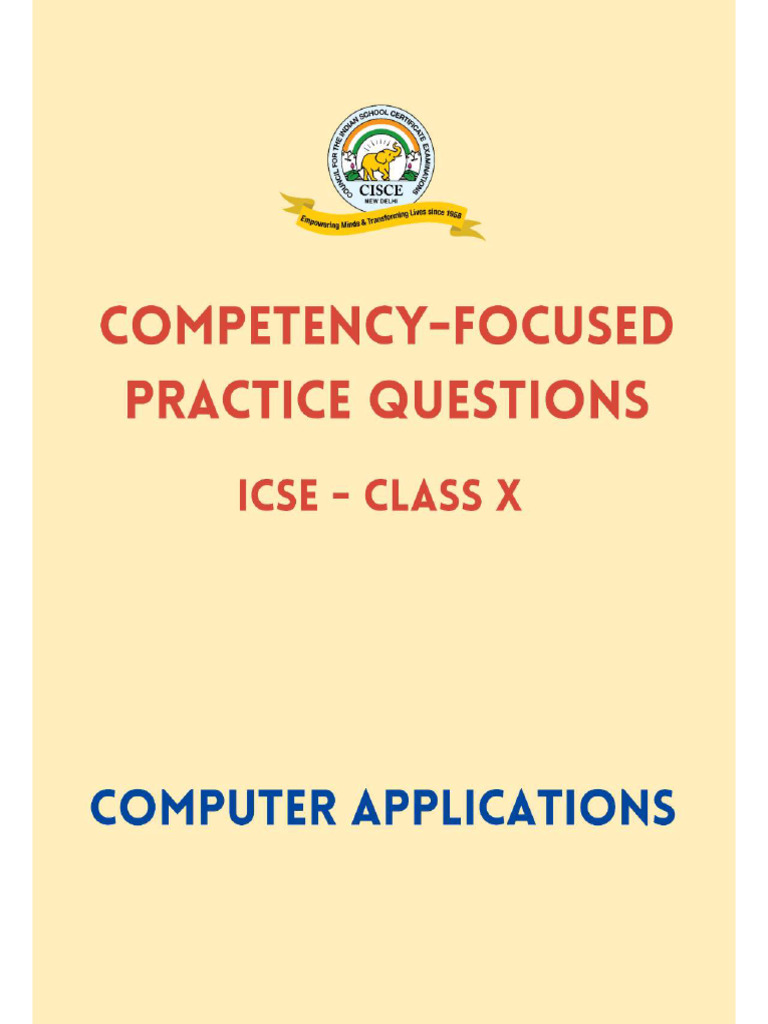 ICSE Class 10 Competency Based Questions Computer Applications 2025 | PDF | Teaching Methods ...