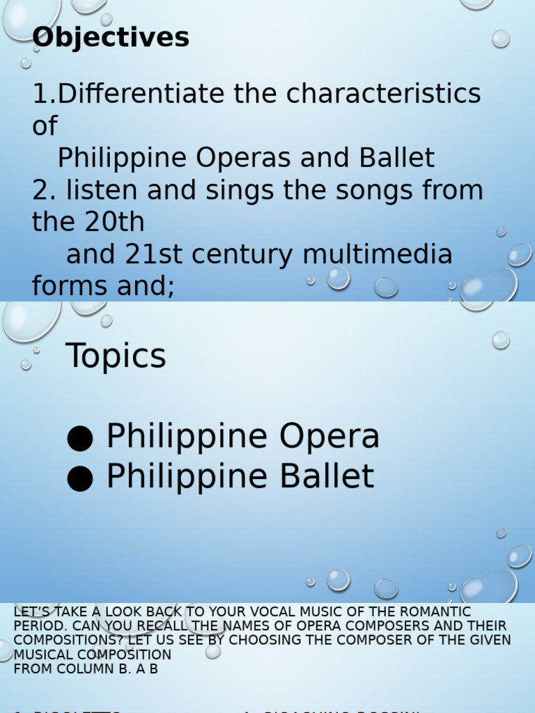 Phil. Opera and Ballet | PDF | Opera | Performing Arts