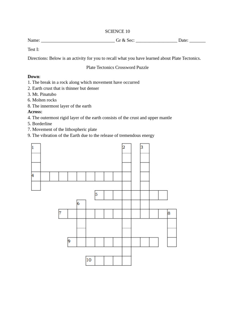 SCIENCE 10 (Long Quiz - Plate Boundaries) | PDF | Plate Tectonics | Geology