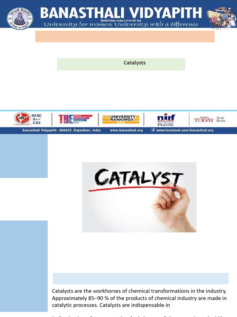 Lecture 1 - Introduction To Catalyst | PDF | Catalysis | Chemical Reactions