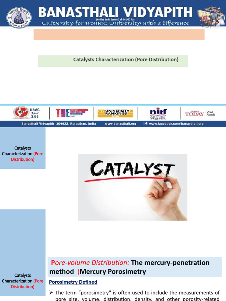 Lecture 8 - Catalyst Characterisation Mercury Porosimetry | PDF ...
