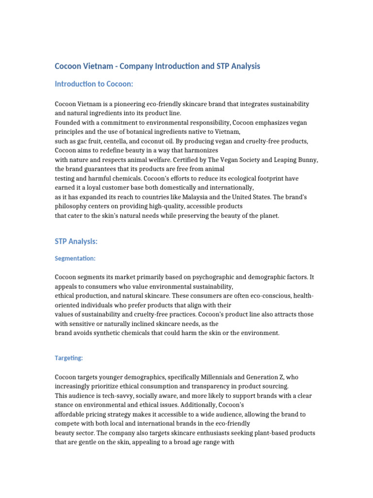 Cocoon Introduction and STP Overview | PDF | Brand | Sustainability