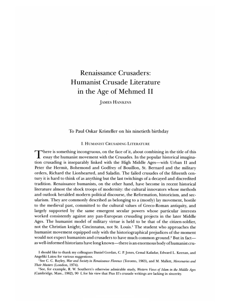 Renaissance Crusaders. Humanist Crusade Literature in the Age of Mehmed ...