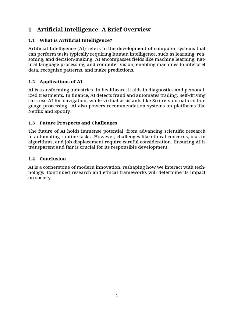 Artificial Intelligence - A Brief Overview | PDF