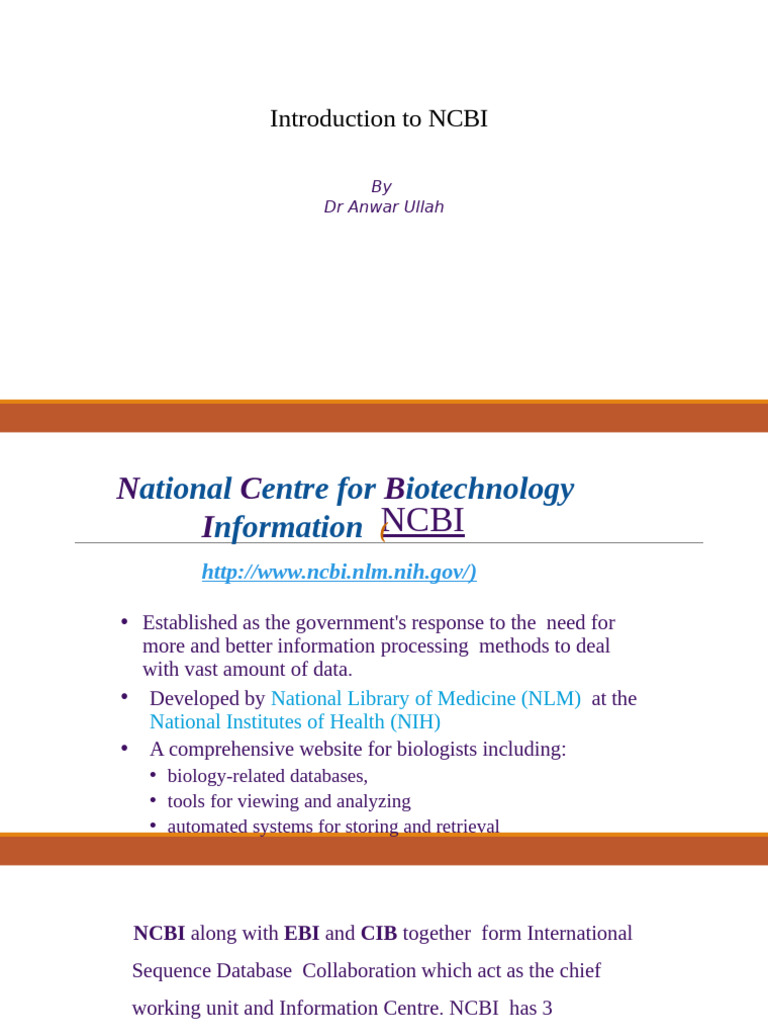 Introduction to NCBI Resources | PDF | National Center For Biotechnology Information | Genetics